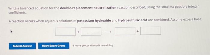 Solved Write a balanced equation for the double-replacement | Chegg.com