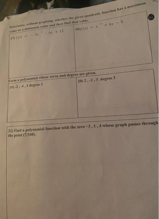 Solved Determine, without graphing, whether the given | Chegg.com