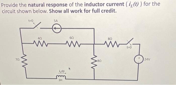 Solved Provide the natural response of the inductor current | Chegg.com