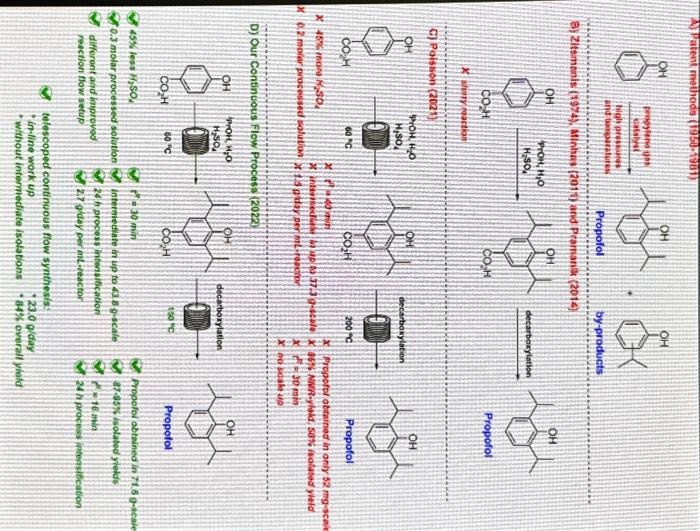 A) Patent methods (1958-1981) Propofol by-products B) | Chegg.com