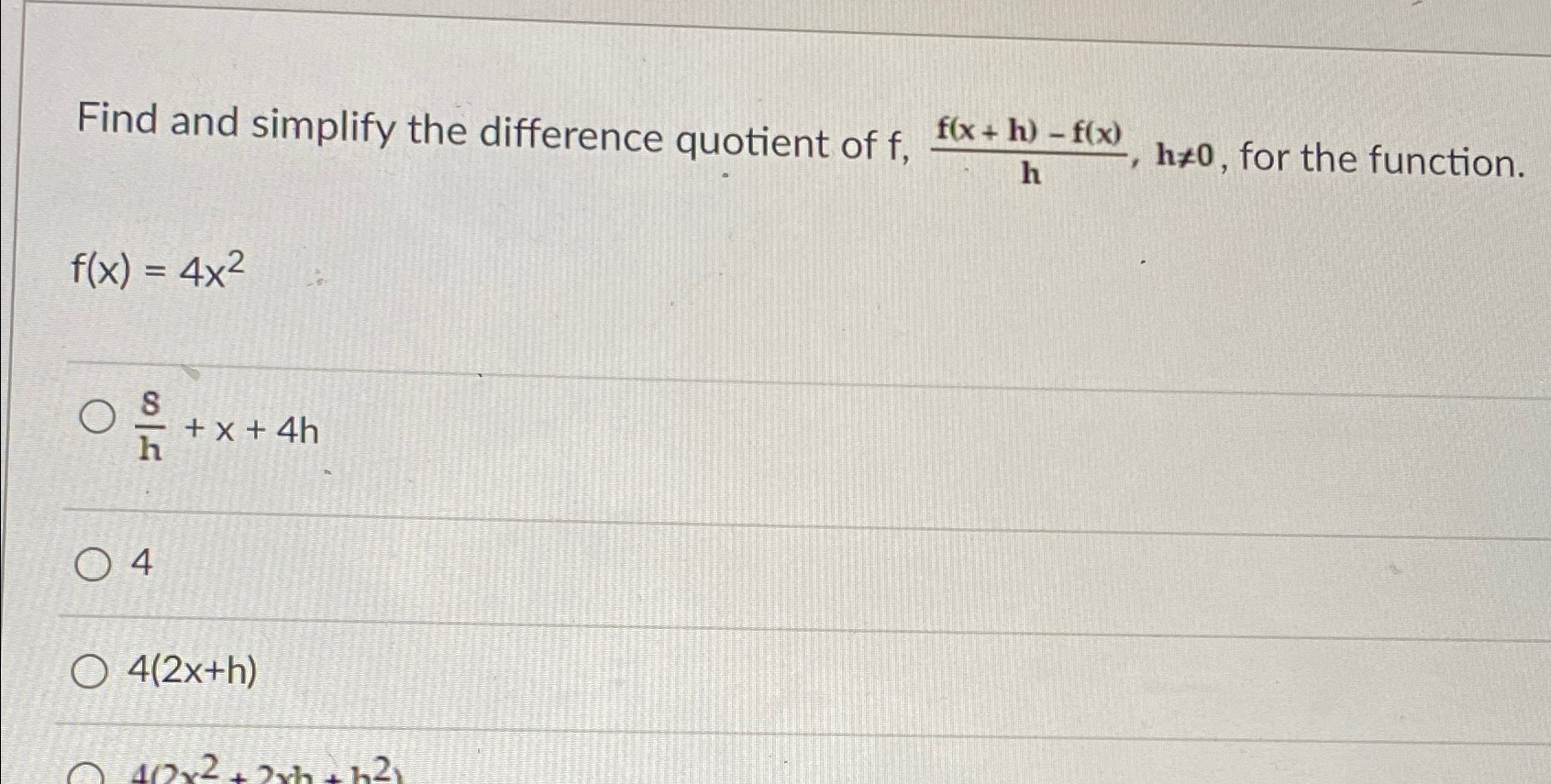 Solved Find and simplify the difference quotient of | Chegg.com