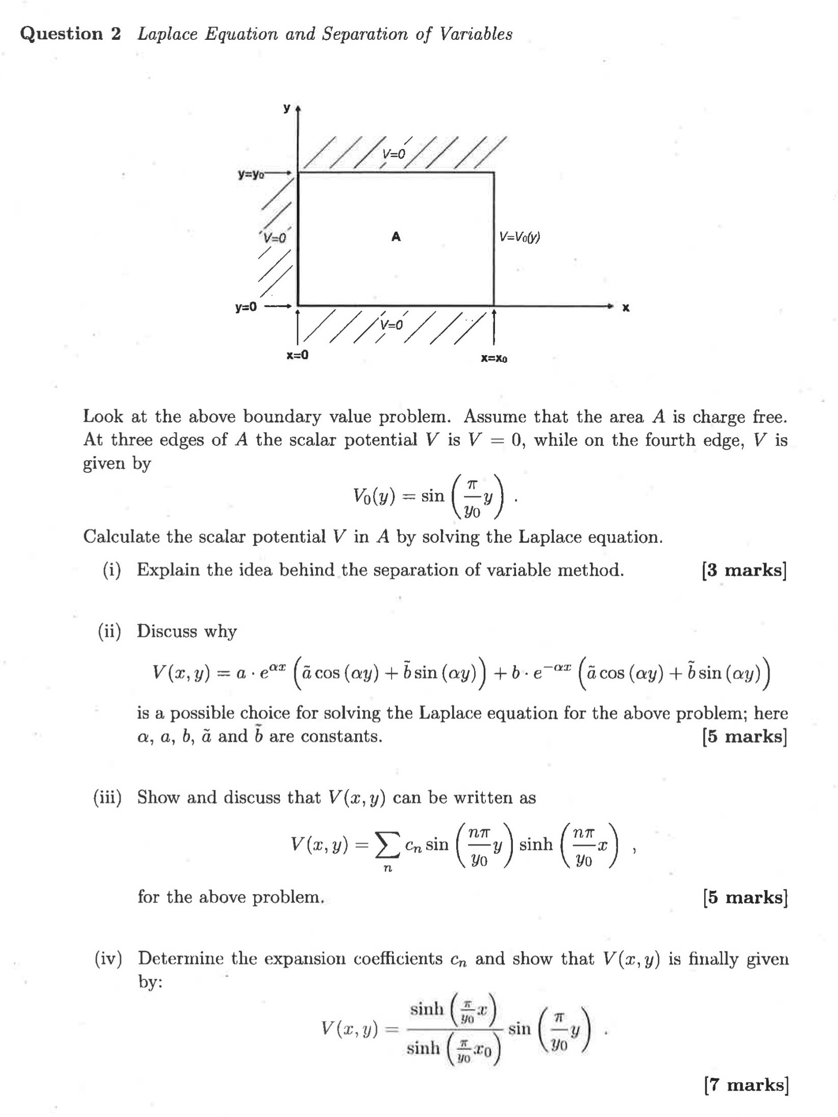 Solved Question 2 ﻿Laplace Equation and Separation of | Chegg.com