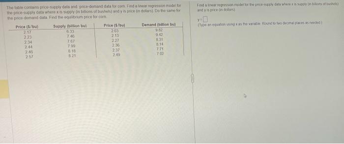 Solved Use a graphing calculator to find a linear regression | Chegg.com