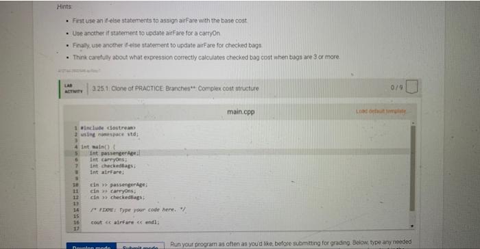 Solved 3.25 Clone of PRACTICE: Branches ⋆⋆ : Complex cost | Chegg.com