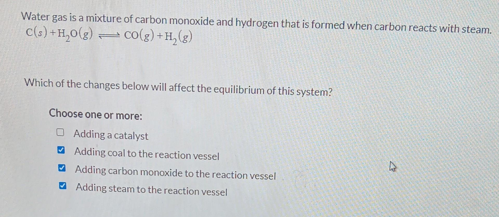 Solved Water gas is a mixture of carbon monoxide and | Chegg.com
