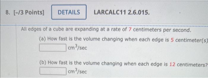 Solved All edges of a cube are expanding at a rate of 7 | Chegg.com