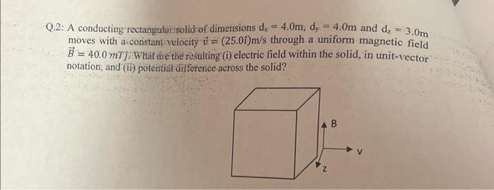 Solved 1. A A conducting rectangular soliu of dimenisions | Chegg.com