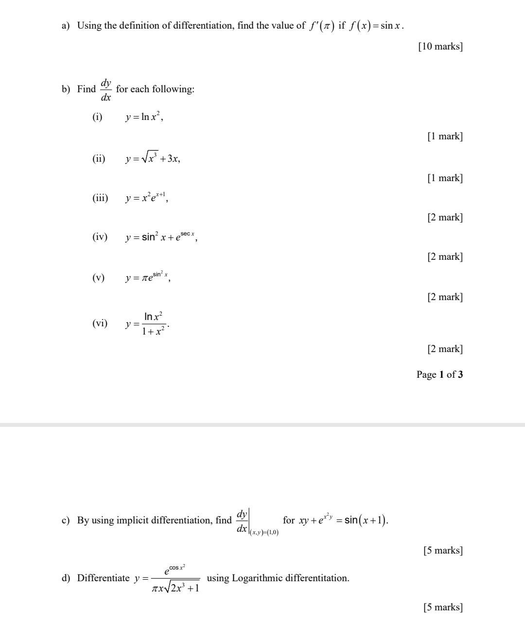 Solved a) Using the definition of differentiation, find the | Chegg.com