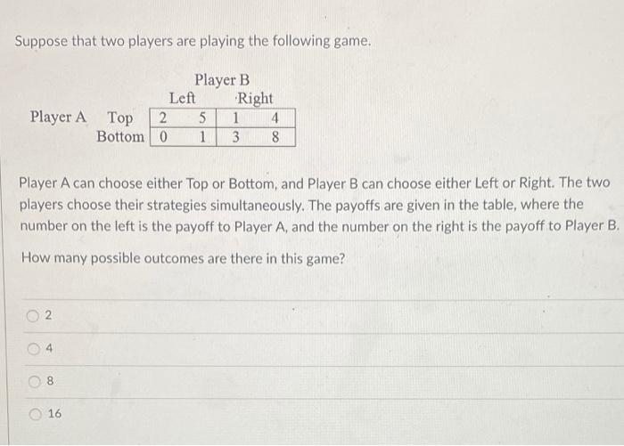 Solved Suppose that two players are playing the following | Chegg.com
