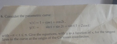 Solved Consider the parametric | Chegg.com