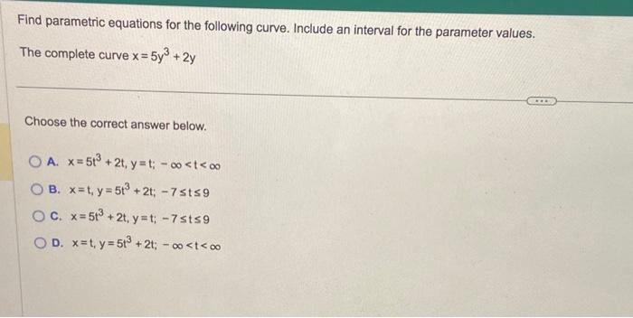 Solved Find parametric equations for the following curve. | Chegg.com