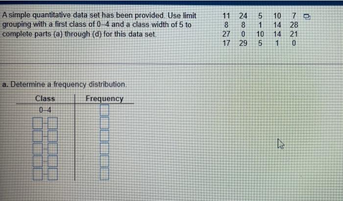 Solved A simple quantitative data set has been provided Use | Chegg.com