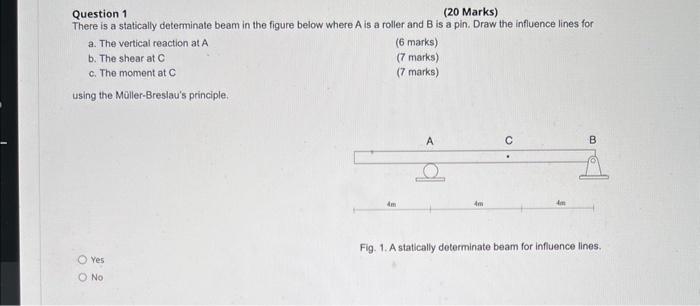 Solved Question 1 (20 Marks) There is a statically | Chegg.com
