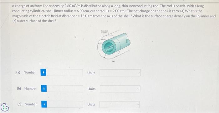 Solved A charge of uniform linear density 2.60nC/m is | Chegg.com