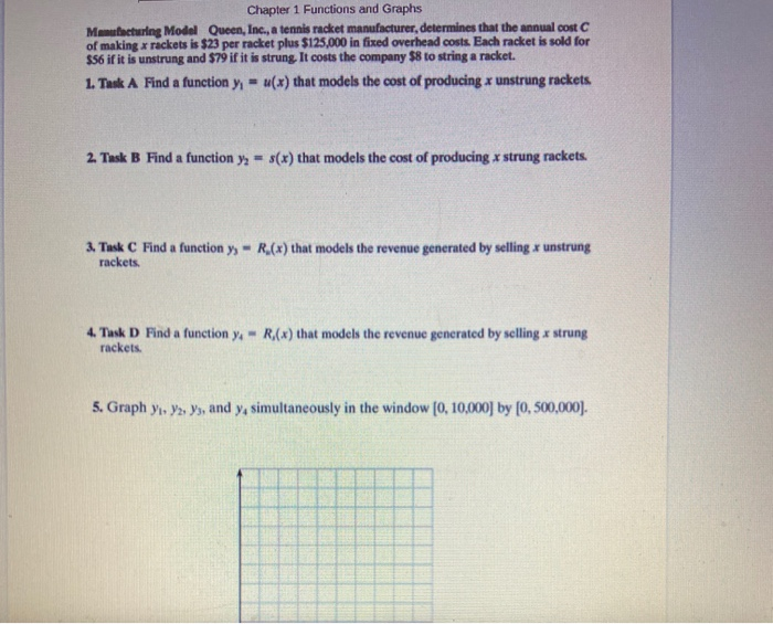 Solved Chapter 1 Functions and Graphs Manufacturing Model | Chegg.com