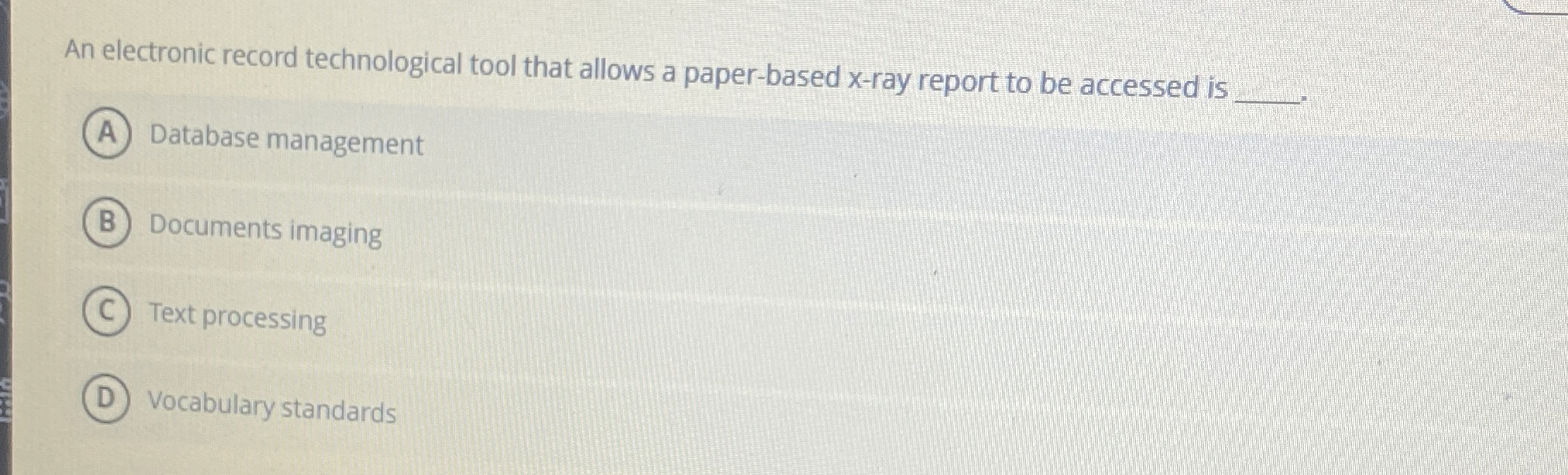 Solved An electronic record technological tool that allows a | Chegg.com