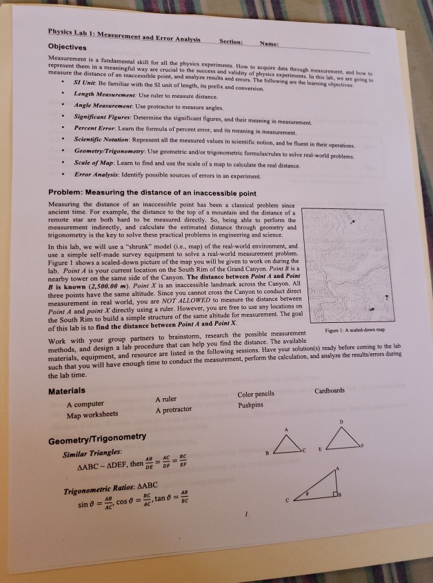 . Physics Lab 1: Measurement and Error Analysis | Chegg.com