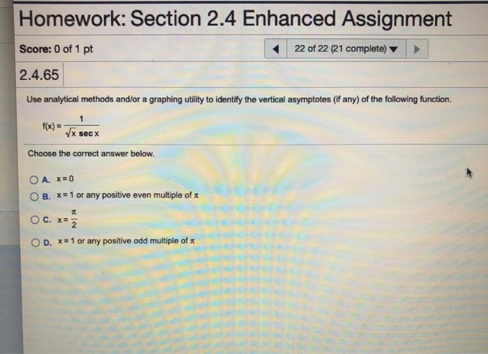 Solved Homework Section 2 4 Enhanced Assignment Score 0 Of