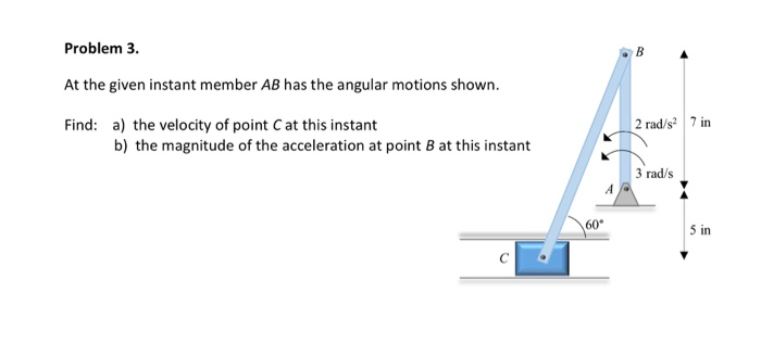 Solved Problem 3. B At the given instant member AB has the | Chegg.com