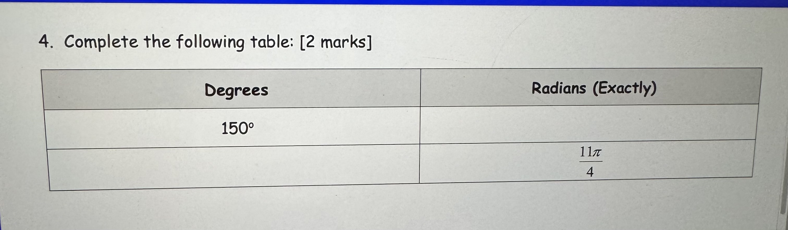 Solved Complete the following table: [2 | Chegg.com