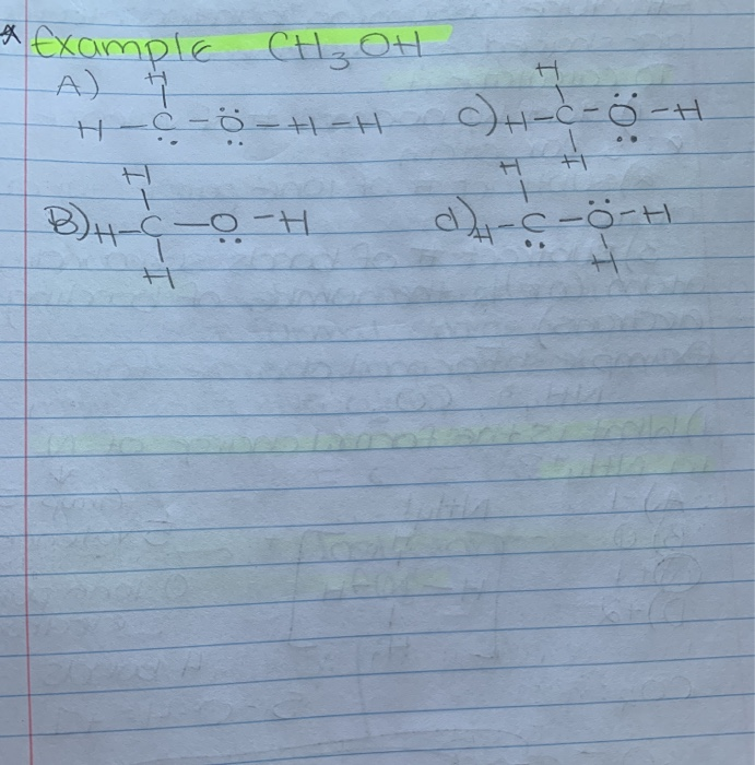 Solved H * Example CH₂OH A) H-S-O-+- c) H-c-oh BH-C-o-H | Chegg.com