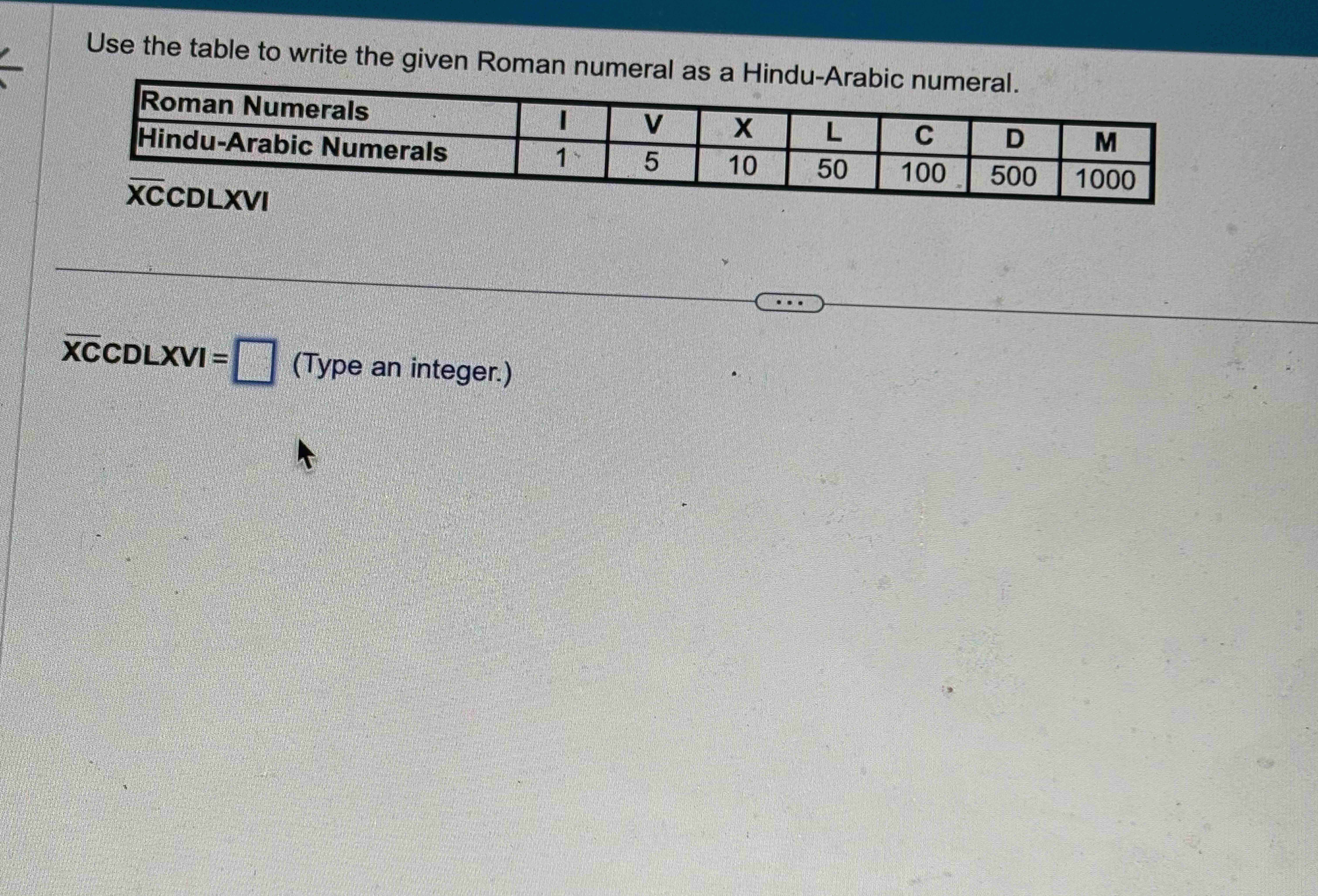 Solved Use the table to write the given Roman numeral as a | Chegg.com