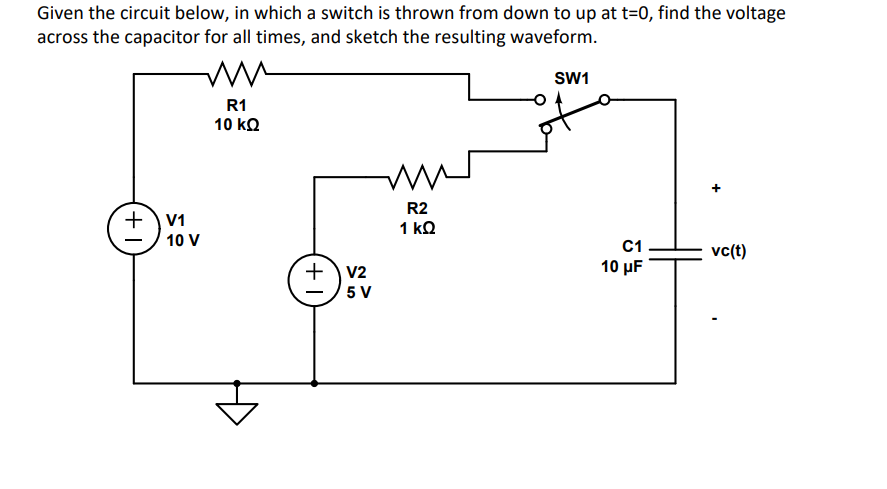 Solved Given the circuit below, in which a switch is thrown | Chegg.com