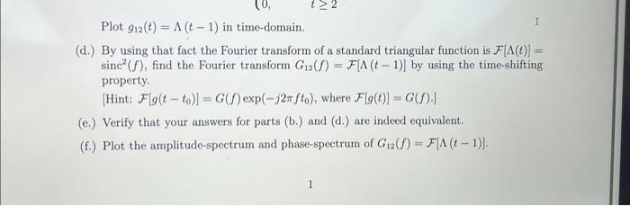 Solved (1) Consider two rectangular pulses denoted by g1(t) | Chegg.com