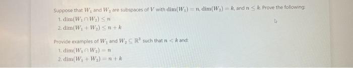 Solved Suppose that W1 and W2 are subspaces of V with | Chegg.com