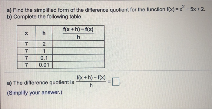 Solved a) Find the simplified form of the difference | Chegg.com