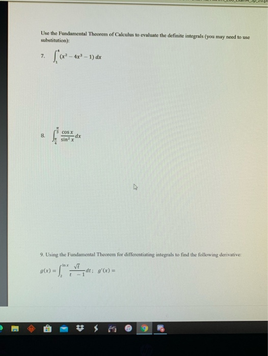 Solved Use the Fundamental Theorem of Calculus to evaluate | Chegg.com