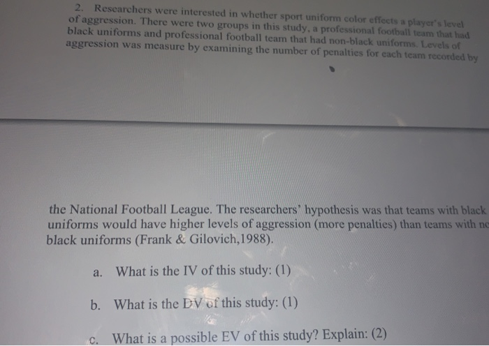 the National Football League. The researchers' | Chegg.com