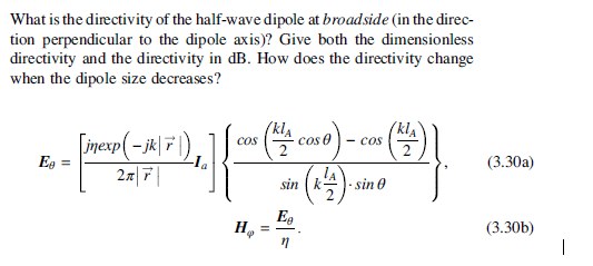 Solved What is the directivity of the half-wave dipole at | Chegg.com