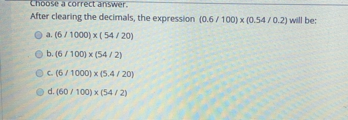 Solved Choose a correct answer. After clearing the decimals, | Chegg.com