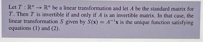 Solved The Invertible Matrix Theorem Let A be a square n×n | Chegg.com