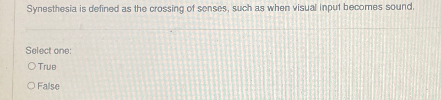 Solved Synesthesia is defined as the crossing of senses, | Chegg.com