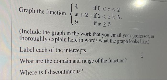 Solved Graph the function 4 x+2 9 if 0