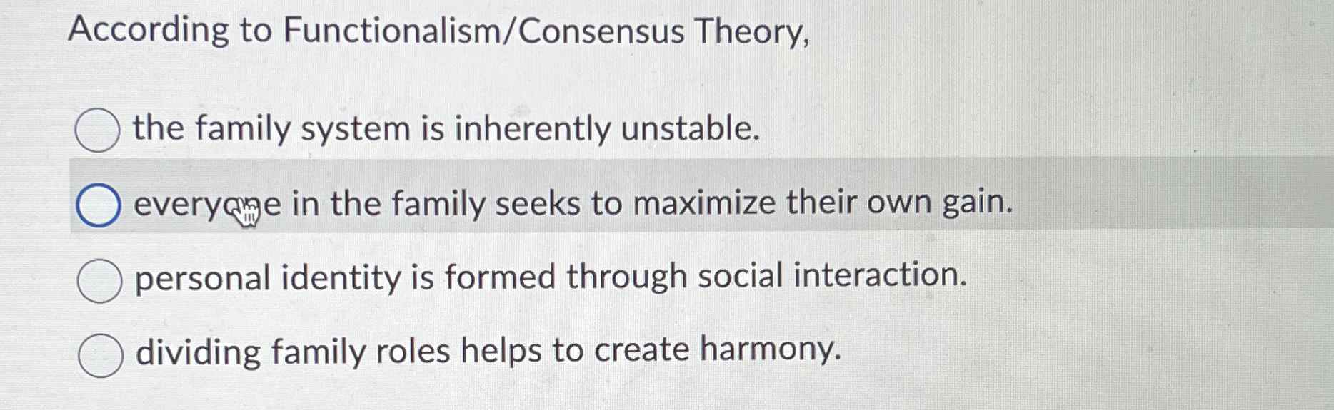 Solved According to Functionalism/Consensus Theory,the | Chegg.com