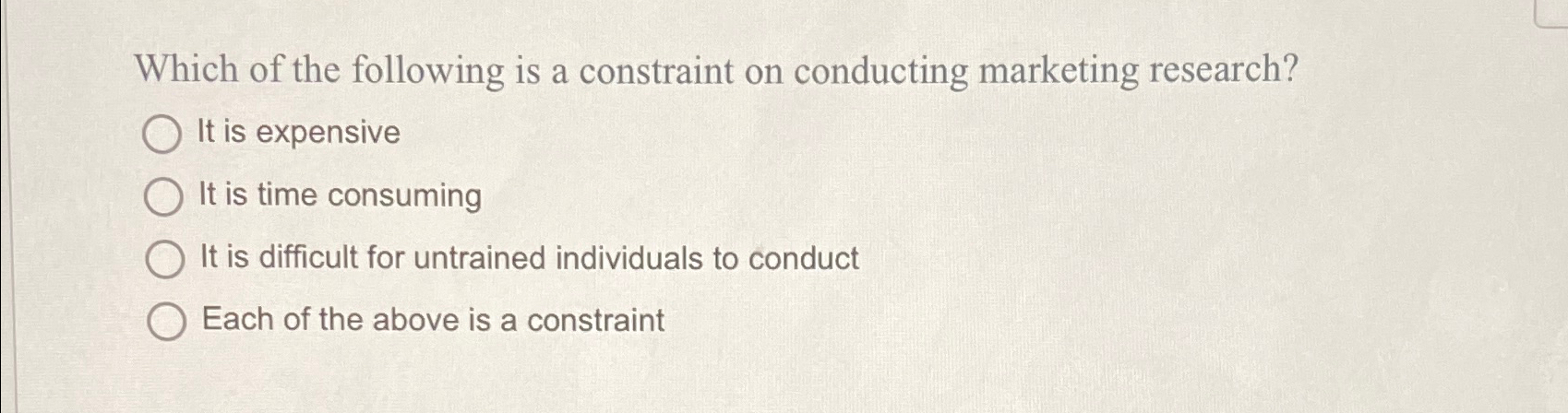 Solved Which of the following is a constraint on conducting | Chegg.com