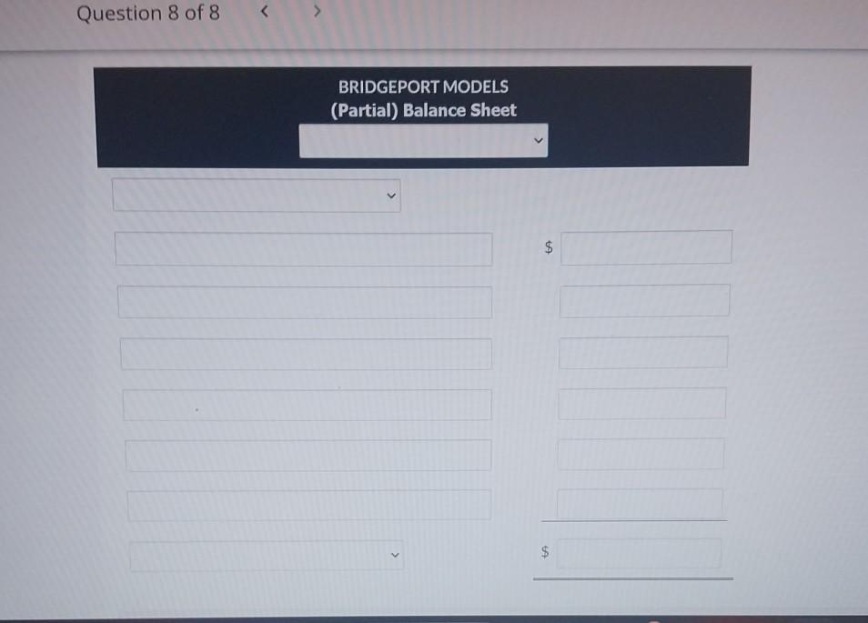 Solved Bridgeport Models has the following account balances | Chegg.com