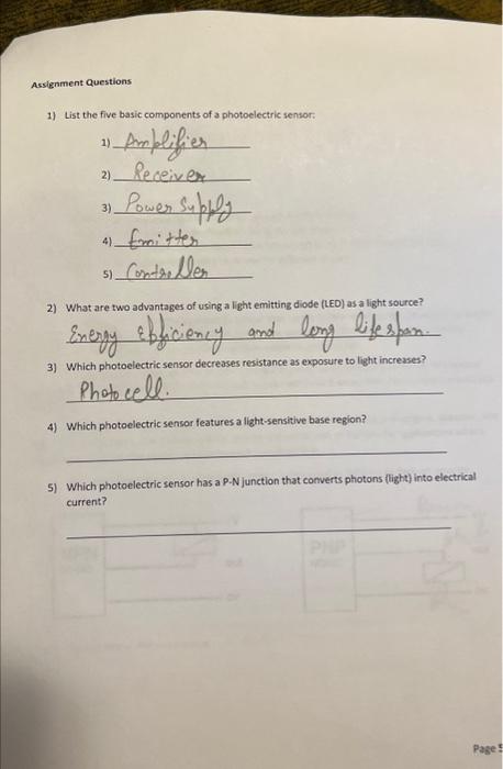 Solved 1) List the five basic components of a photoelectric | Chegg.com