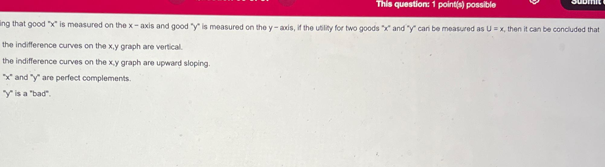 Solved This question: 1 ﻿point(s) ﻿possibleing that good | Chegg.com