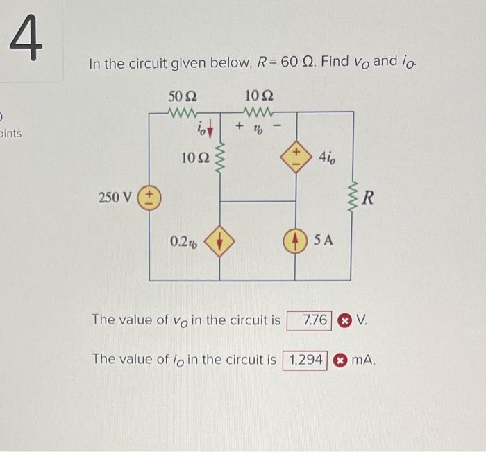 Solved In the circuit given below, R=60Ω. Find vO and i0. | Chegg.com