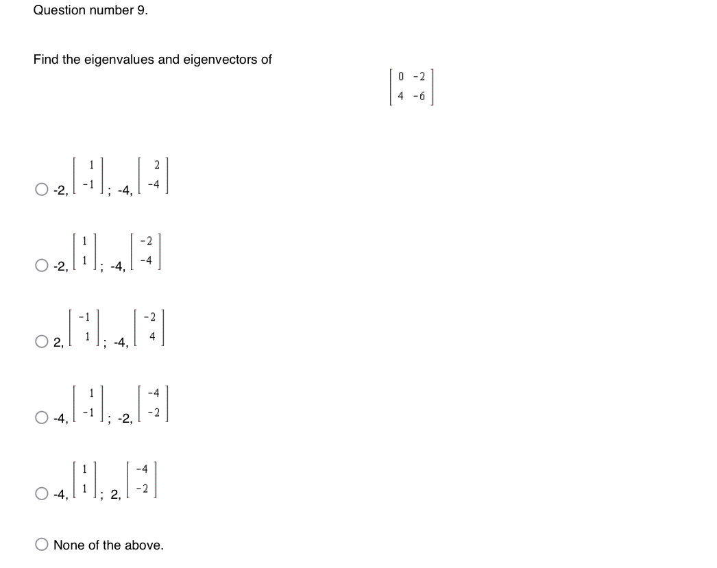 Question number 9.Find the eigenvalues and | Chegg.com