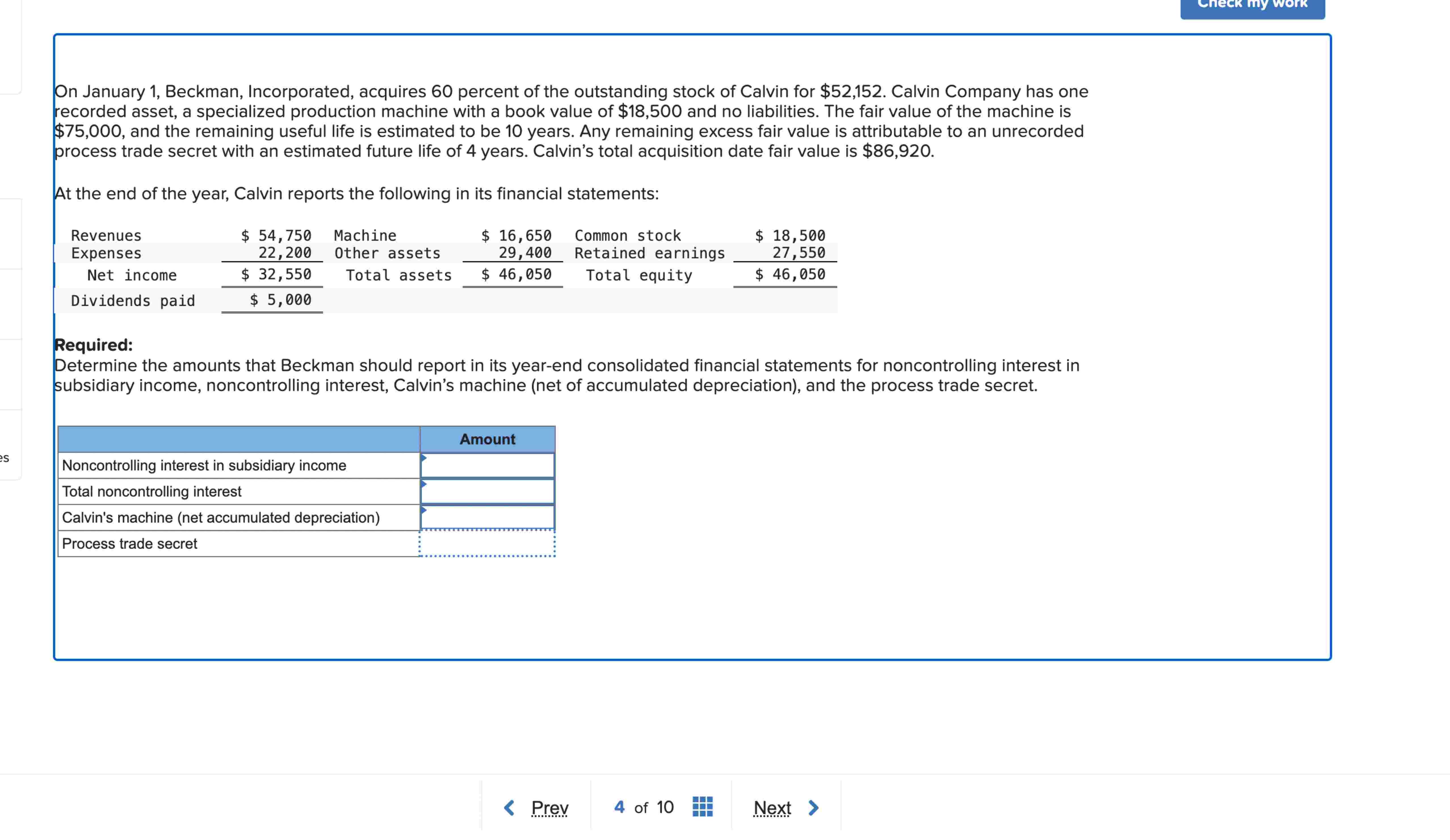 Solved On January 1, ﻿Beckman, Incorporated, acquires 60 | Chegg.com