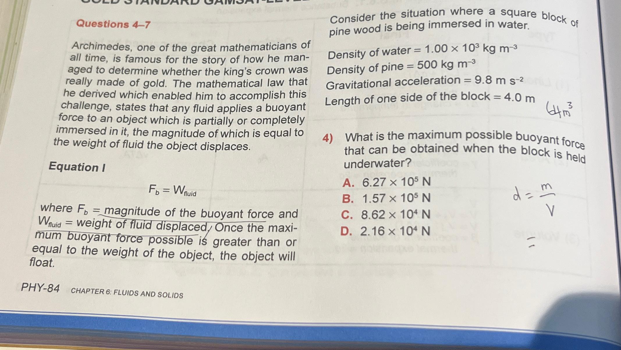 Solved Questions 4-7Archimedes, one of the great | Chegg.com