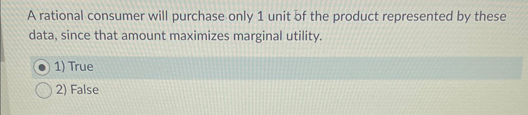 Solved A rational consumer will purchase only 1 ﻿unit bf the | Chegg.com