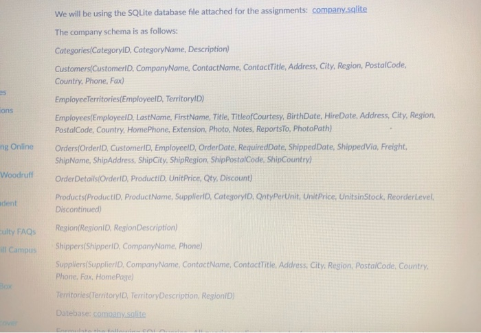 Solved We will be using the SQLite database file attached | Chegg.com