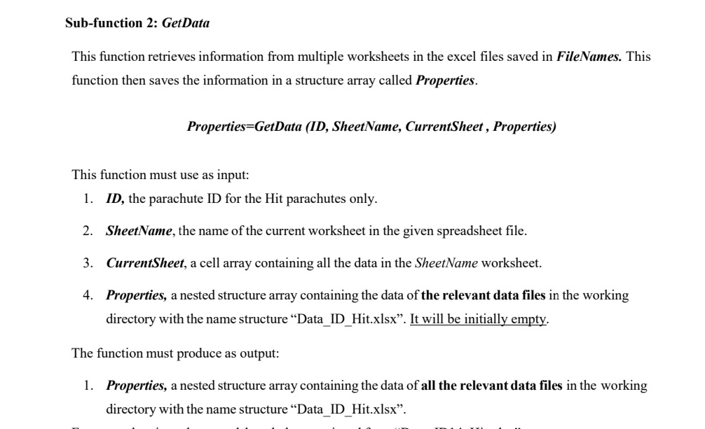 Solved Sub-function 2: GetDataThis function retrieves | Chegg.com