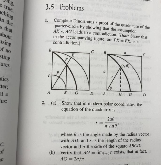 Solved 1. Complete Dinostratus's proof of the quadrature of | Chegg.com